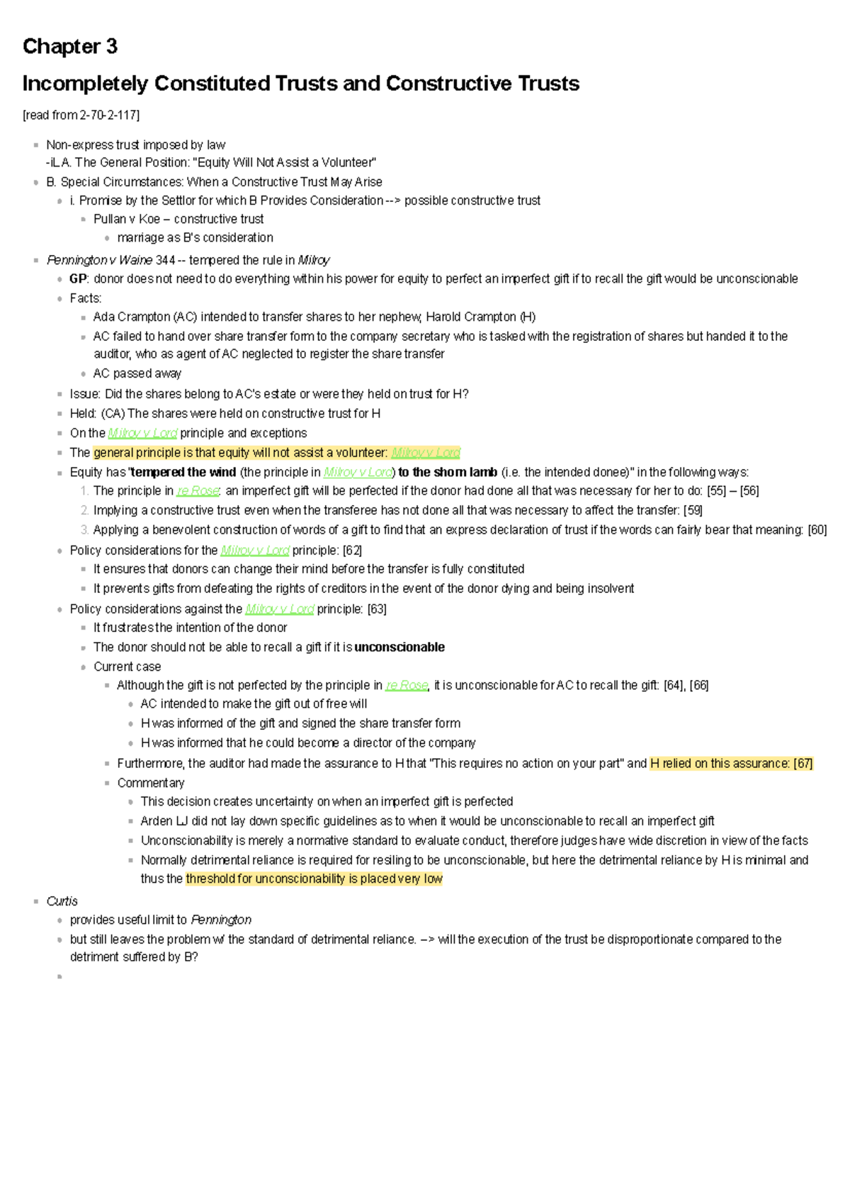 Chapter 3-reading note - Chapter 3 Incompletely Constituted Trusts and Constructive Trusts [read ...