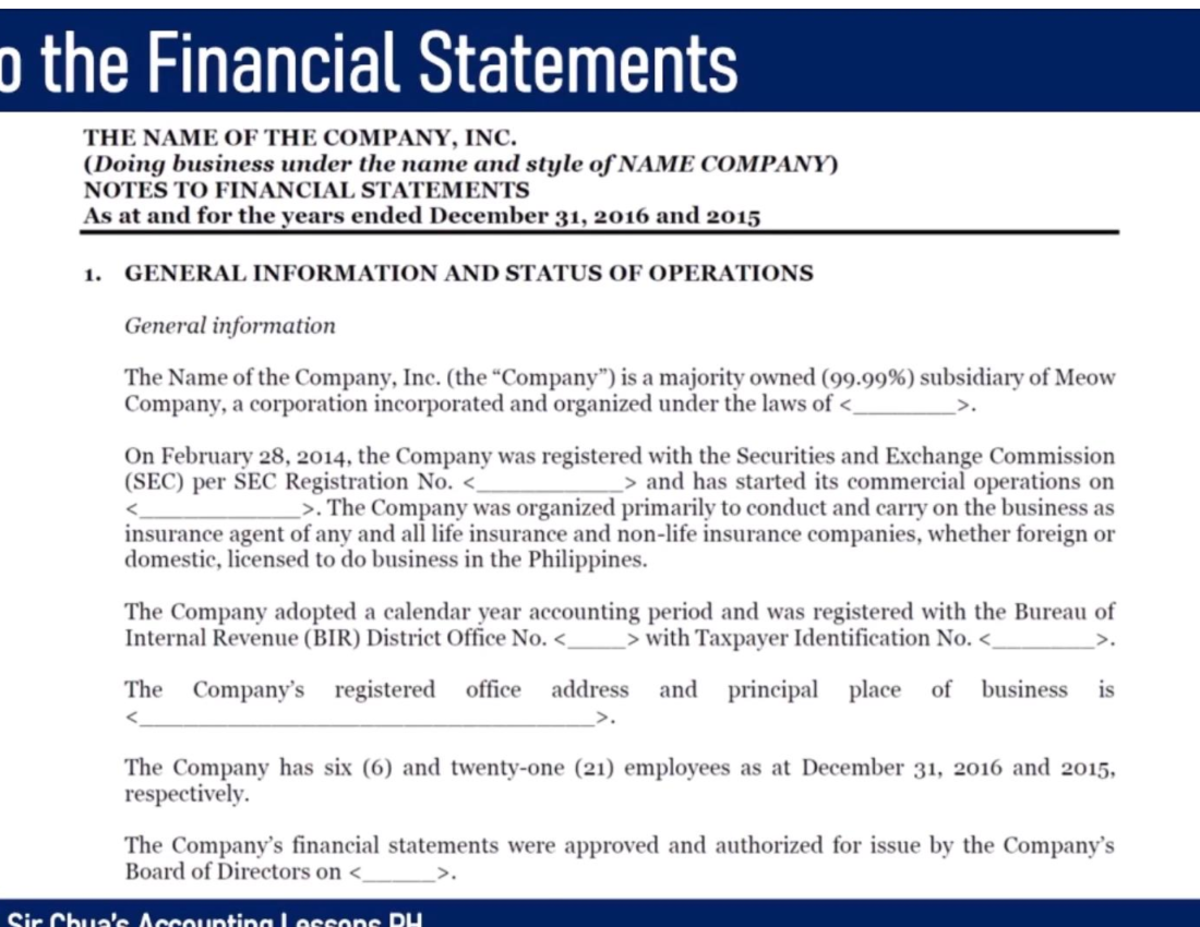 Notes TO THE Financial Statements - Business Administration 2 - Studocu