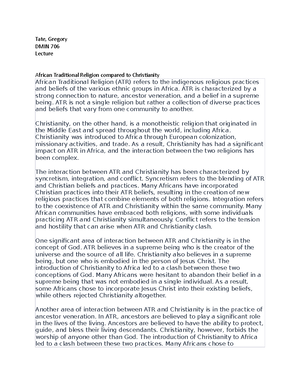 DMIN 706:John Mbiti - Tate, Gregory DMIN 706 Lecture Notes: John Mbiti ...
