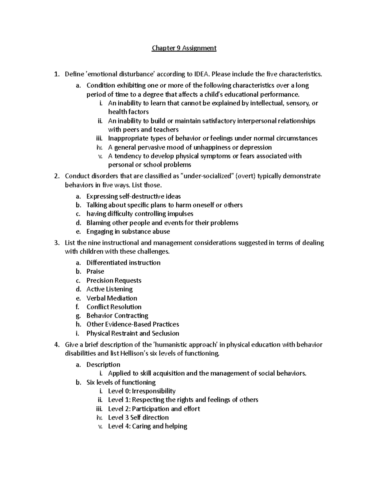 Chapter 9 Assignment- Special pops - Chapter 9 Assignment Define ...