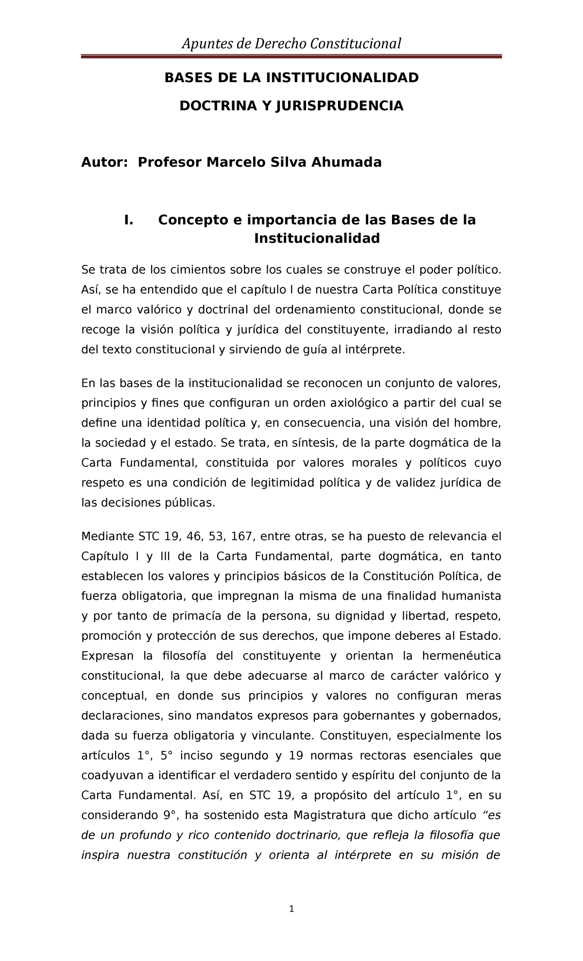 Bases de la institucionalidad (MUY Completo) - BASES DE LA ...