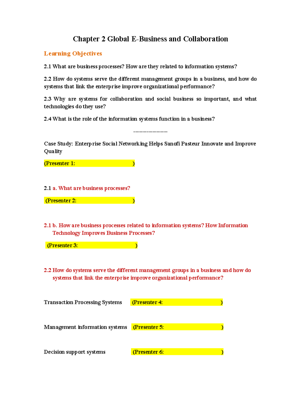 Assignments-Chapter 2 - Chapter 2 Global E-Business and Collaboration ...