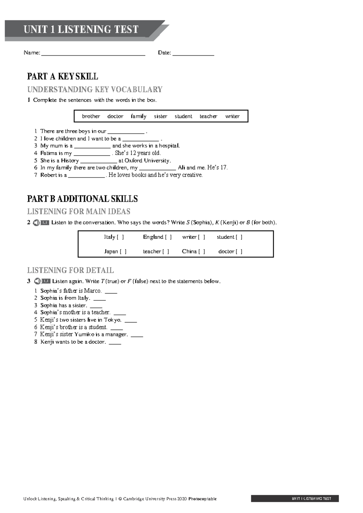 UL2v2 L1 TST LS U01 - ... - Unlock Listening, Speaking & Critical ...