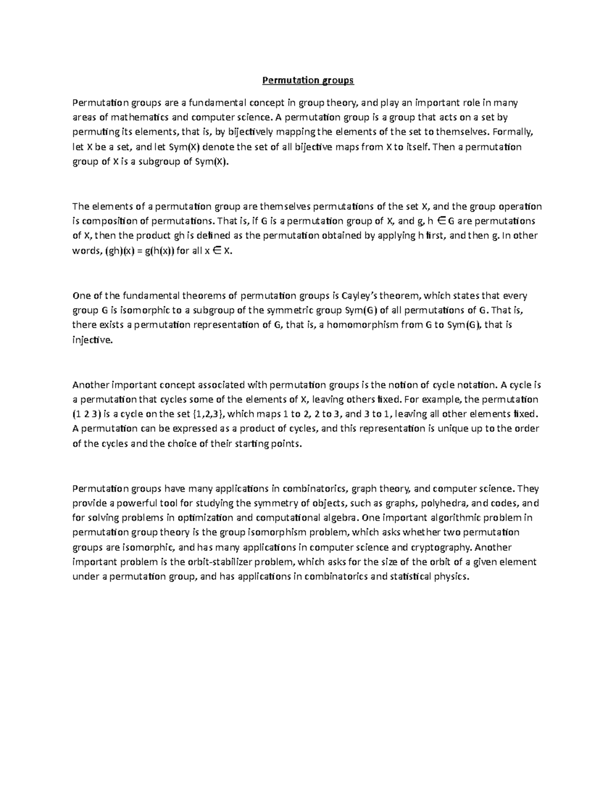 Permutation Groups Permutation Groups Permutation Groups Are A