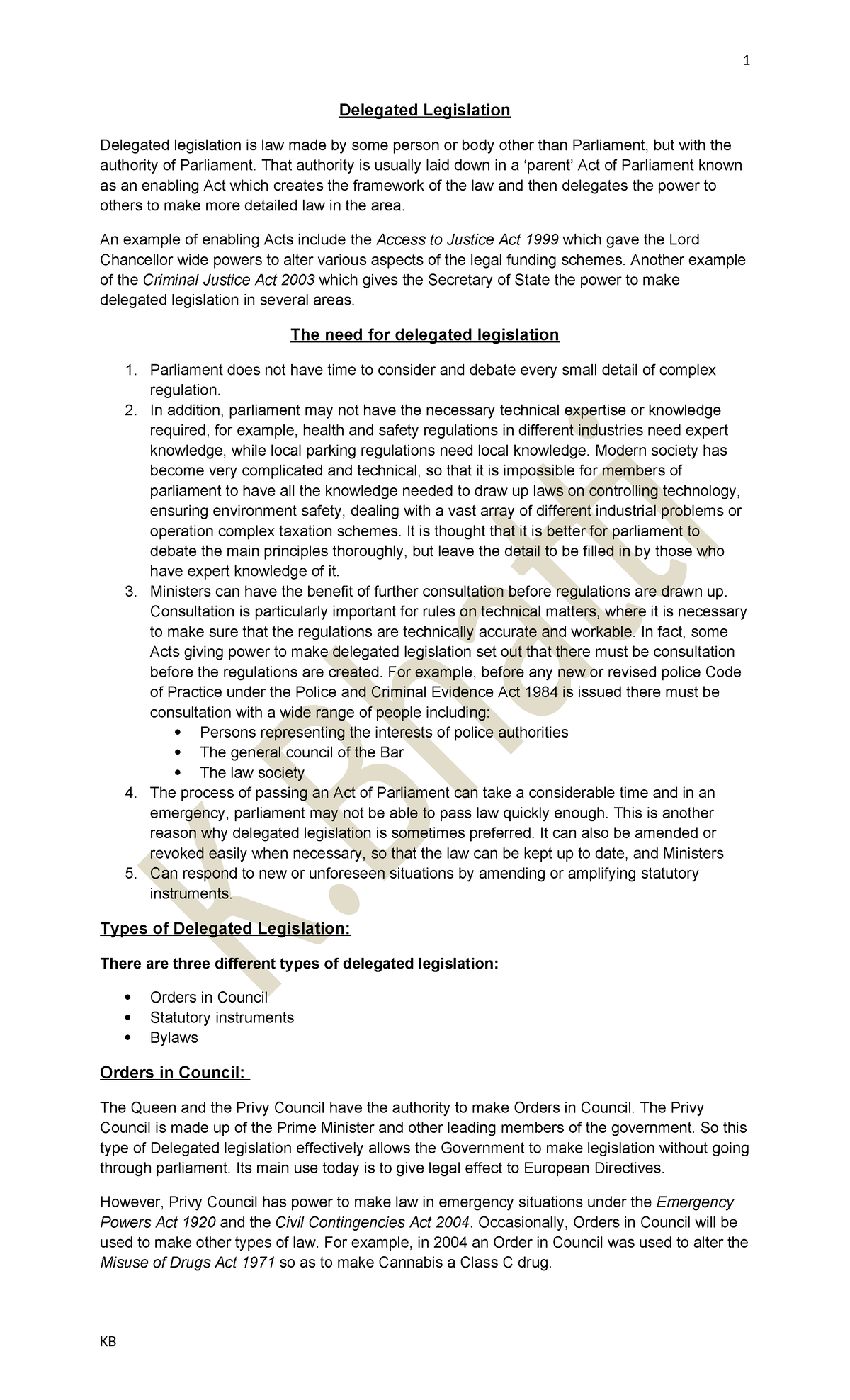 Delegated legislation-2022-Best-notes - Delegated Legislation Delegated ...