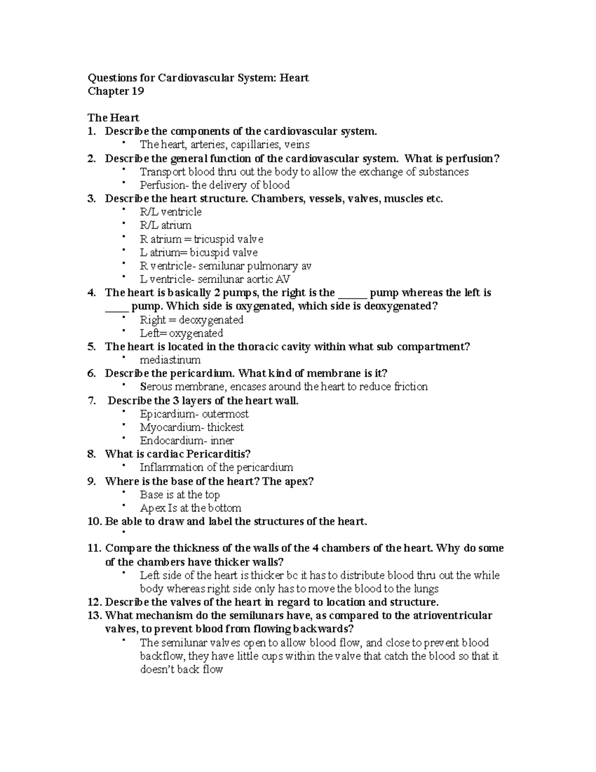 Heart chapter 19 Study questions Mckinley - Questions for ...