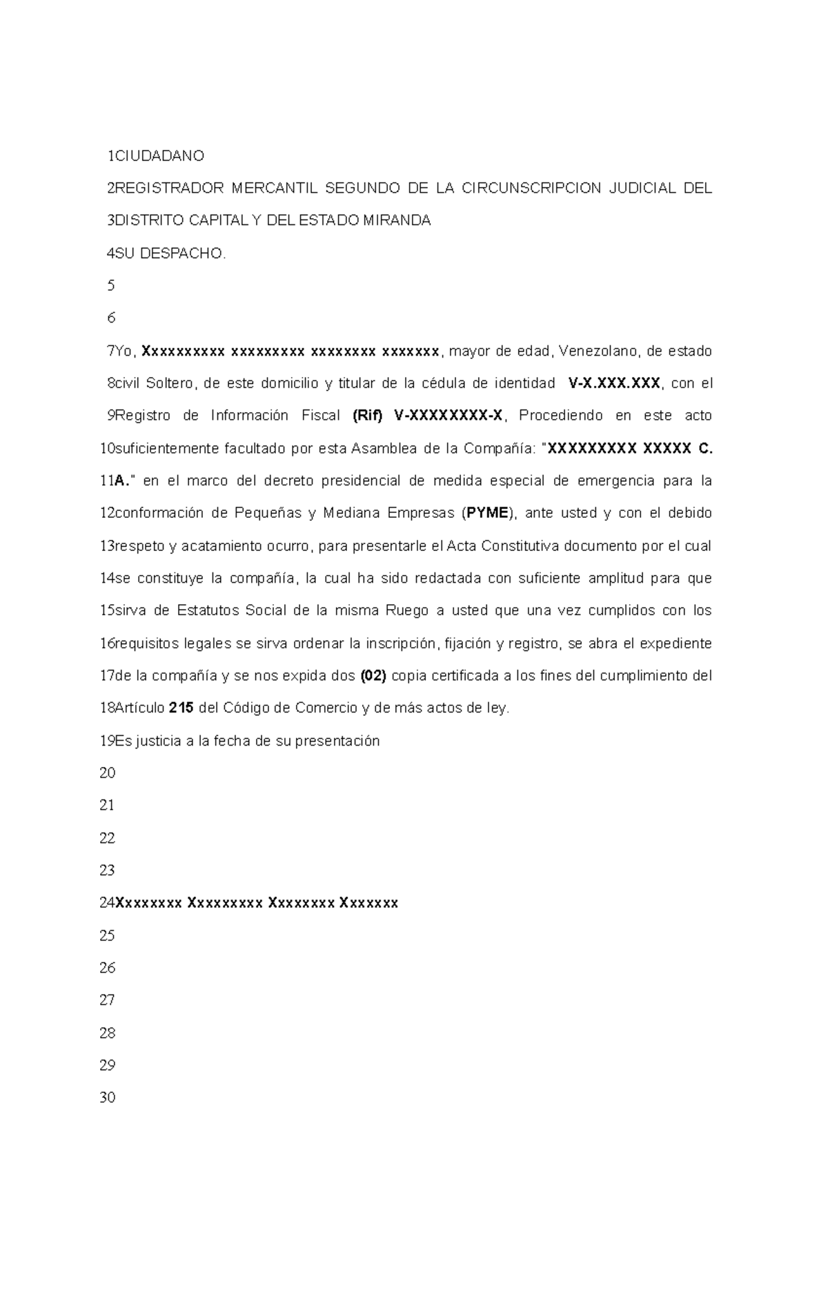Acta Constitutiva (Modelo) - Derecho Mercantil - UCV - Studocu Acta Constitutiva (Modelo) - Derecho Mercantil - UCV - Studocu
