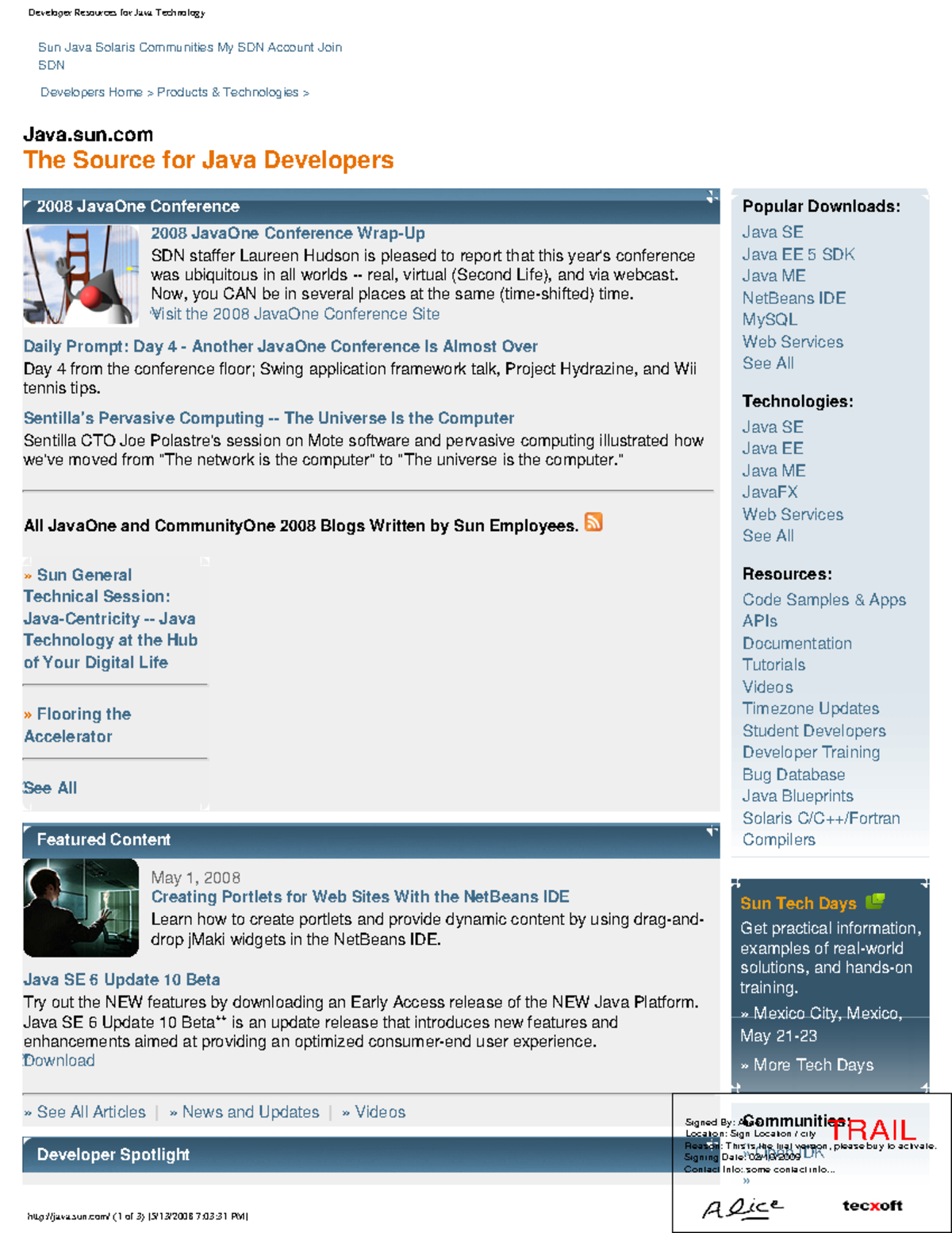 Sample 05 - No description - Developer Resources for Java Technology ...