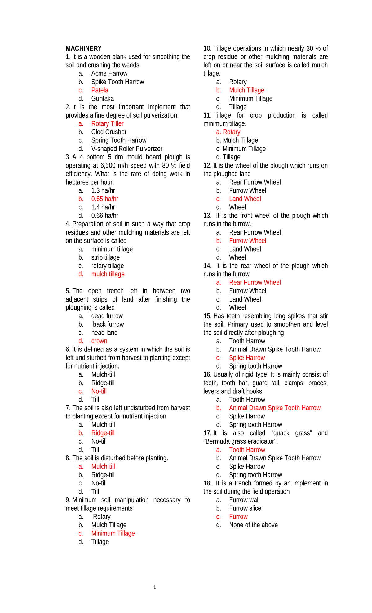 Machinery 100- Questions - MACHINERY 1. It is a wooden plank used for ...