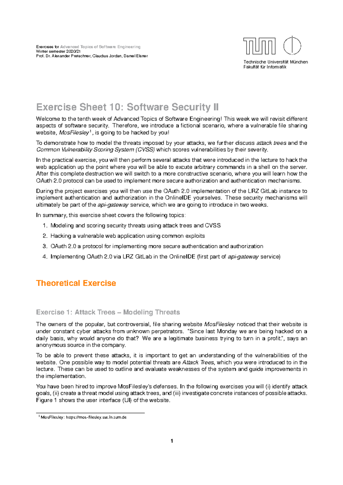 Exercise sheet 10 - WS2020 - Exercises for Advanced Topics of Software ...