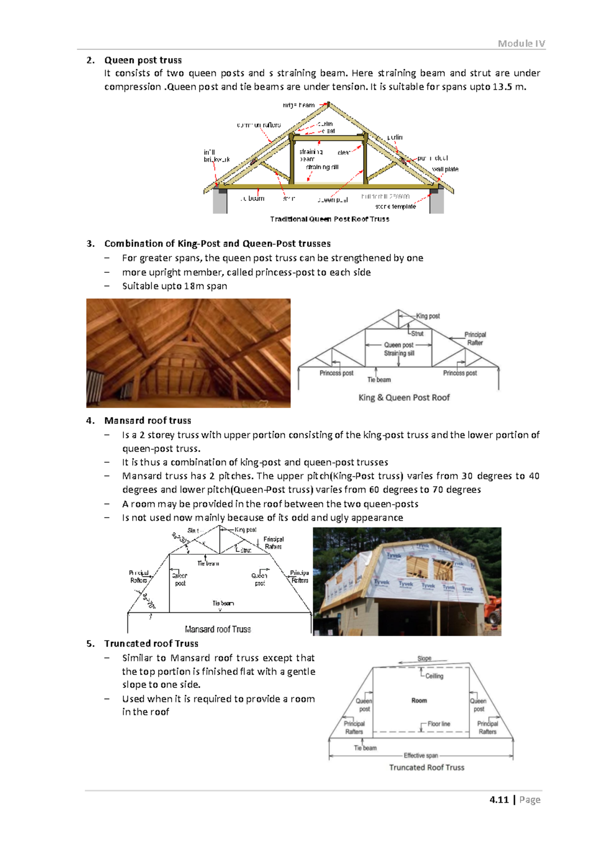 Module 4 Part 2 - Lecture notes Construction Technology - 2. Queen post ...