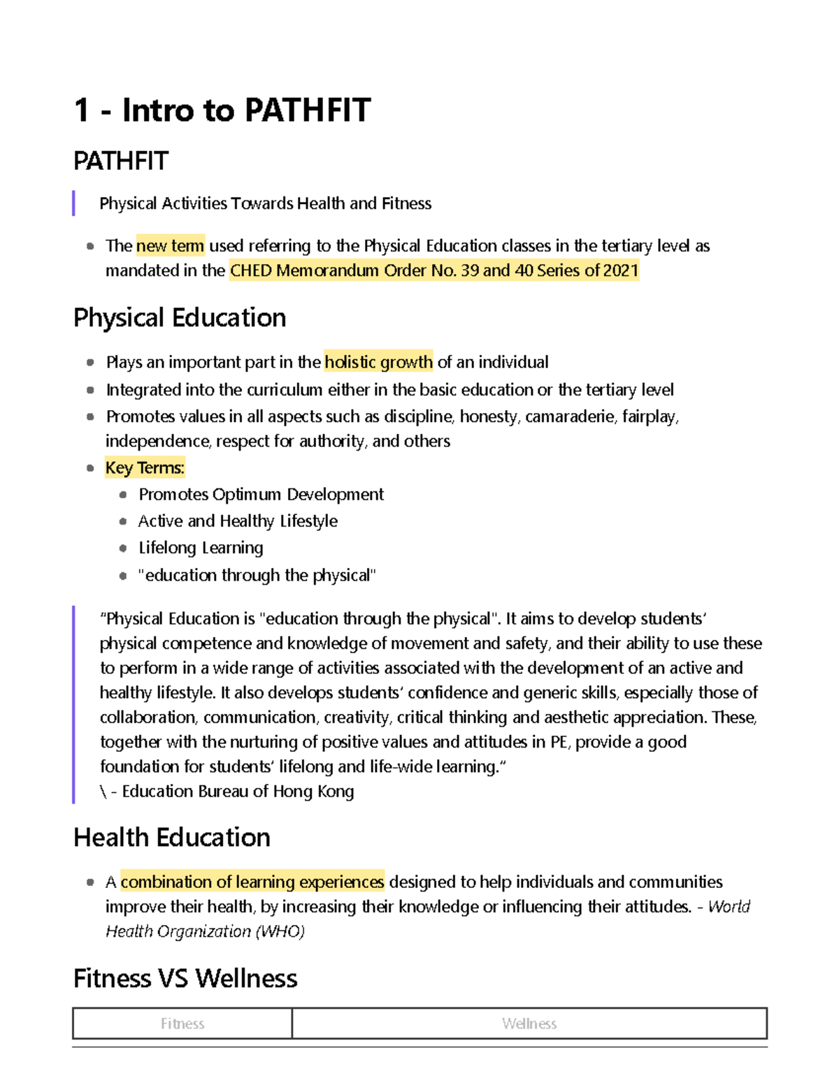 1 - Intro to Pathfit - fff - 1 - Intro to PATHFIT PATHFIT Physical ...