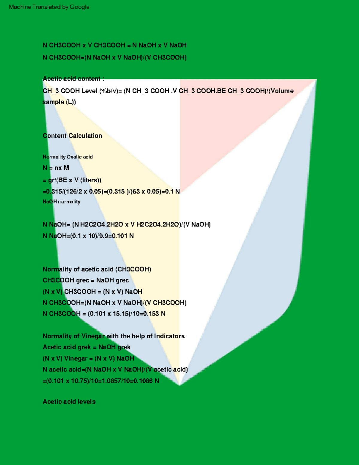 Acid base chemistry-2-25 - N NaOH= (N H2C2O4 x V H2C2O4)/(V NaOH ...