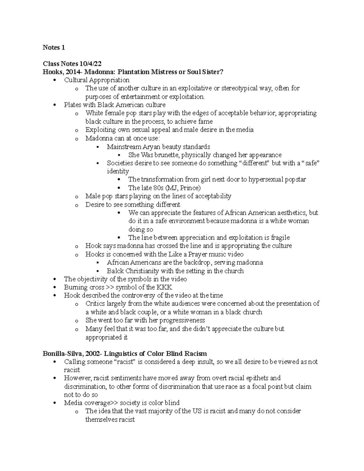 PSC 201 Class Notes Oct. 4 - Notes 1 Class Notes 10/4/ Hooks, 2014 ...