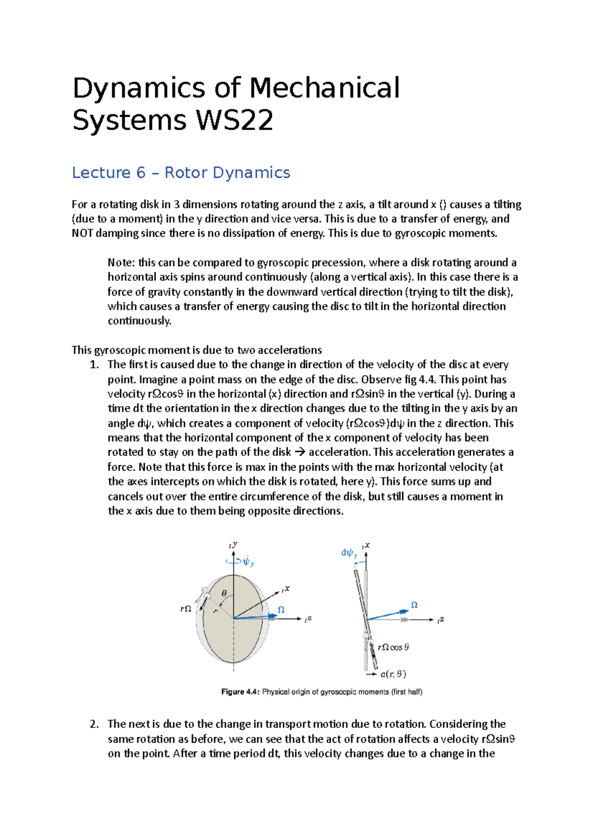 Dynamics of Mechanical Systems WS22 - Dynamics of Mechanical Systems WS ...