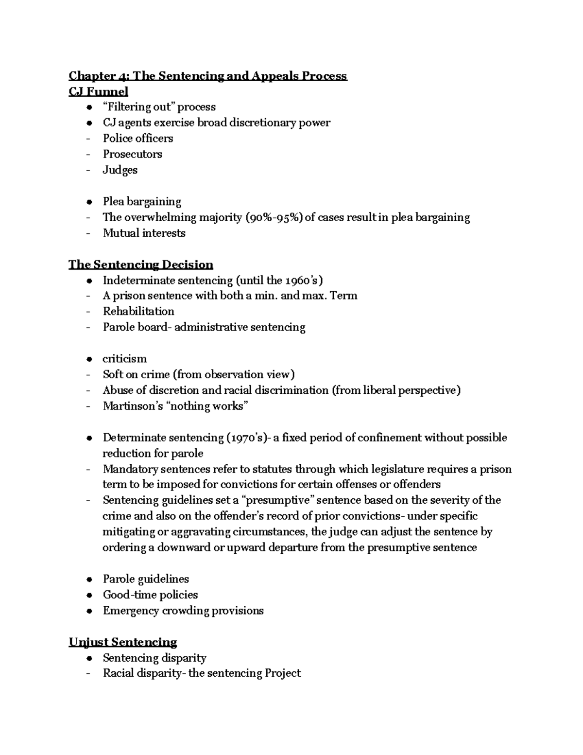 Corr Chp 4 Notes - Dr. Kim - Chapter 4: The Sentencing and Appeals ...