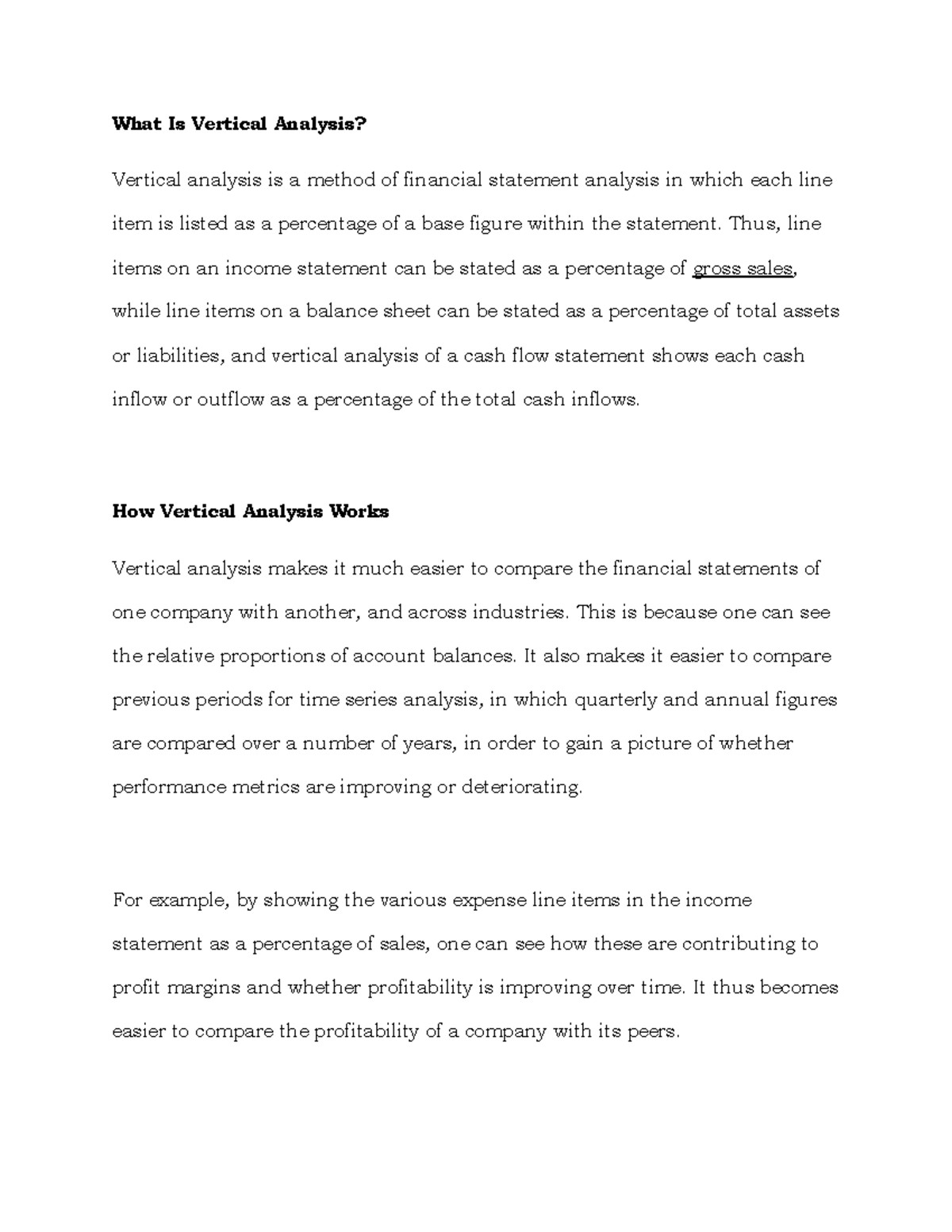 Vertical Analysis - What Is Vertical Analysis? Vertical analysis is a method of financial ...