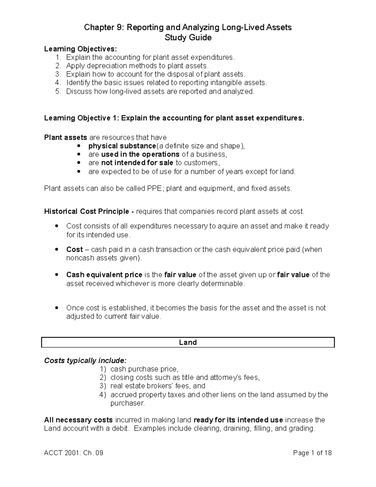 ACCT 2001 Chapter 9 Study Guide - ACCT 2001 - LSU - Studocu