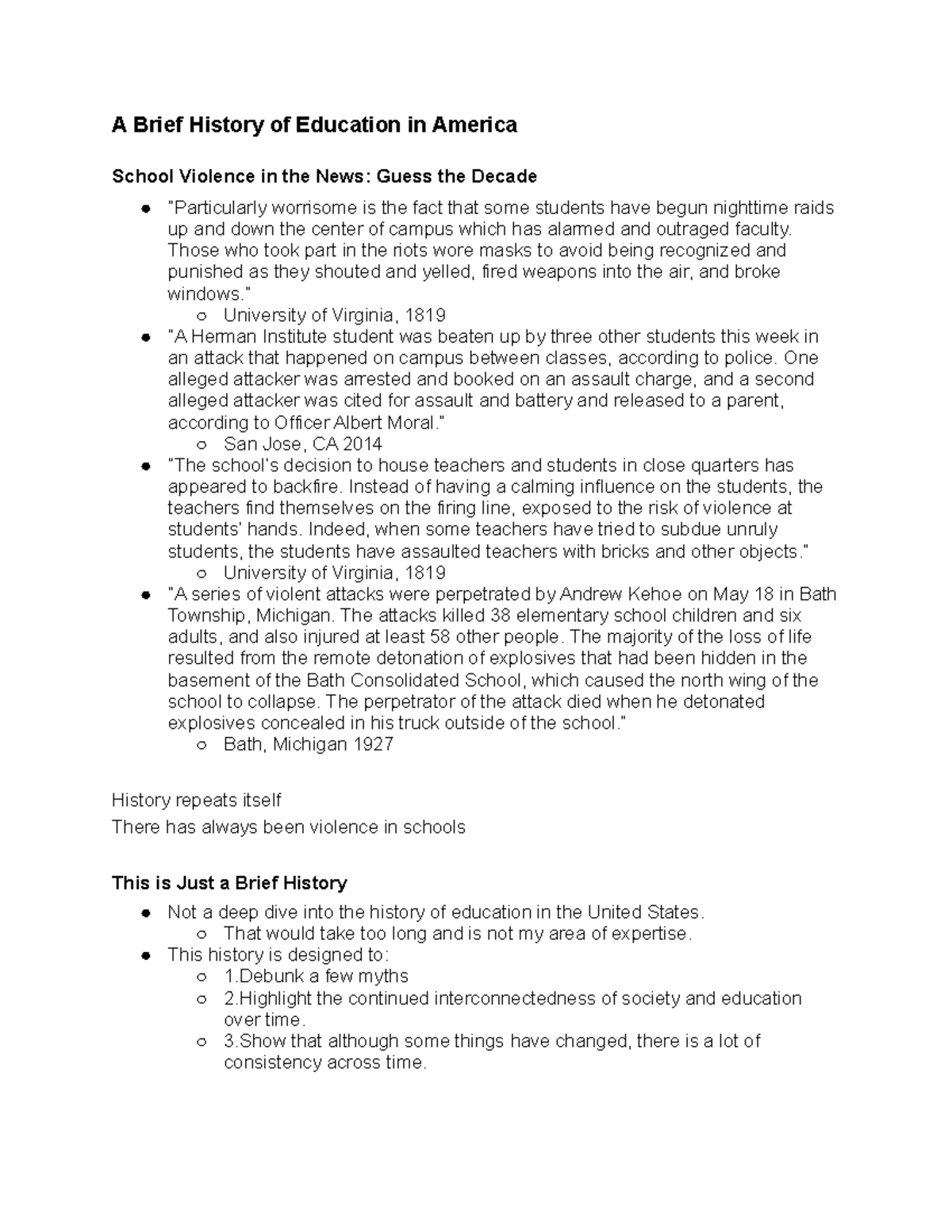 A History of Education in America - A Brief History of Education in ...