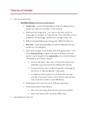 Sociological Theories of Gender - Sociological Theories of Gender ...