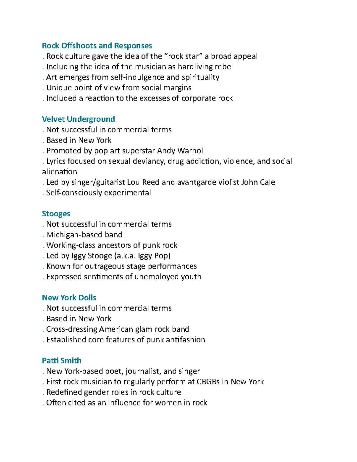 Rock Music History /Punk Rock - Rock Oûshoots and Responses . Rock ...