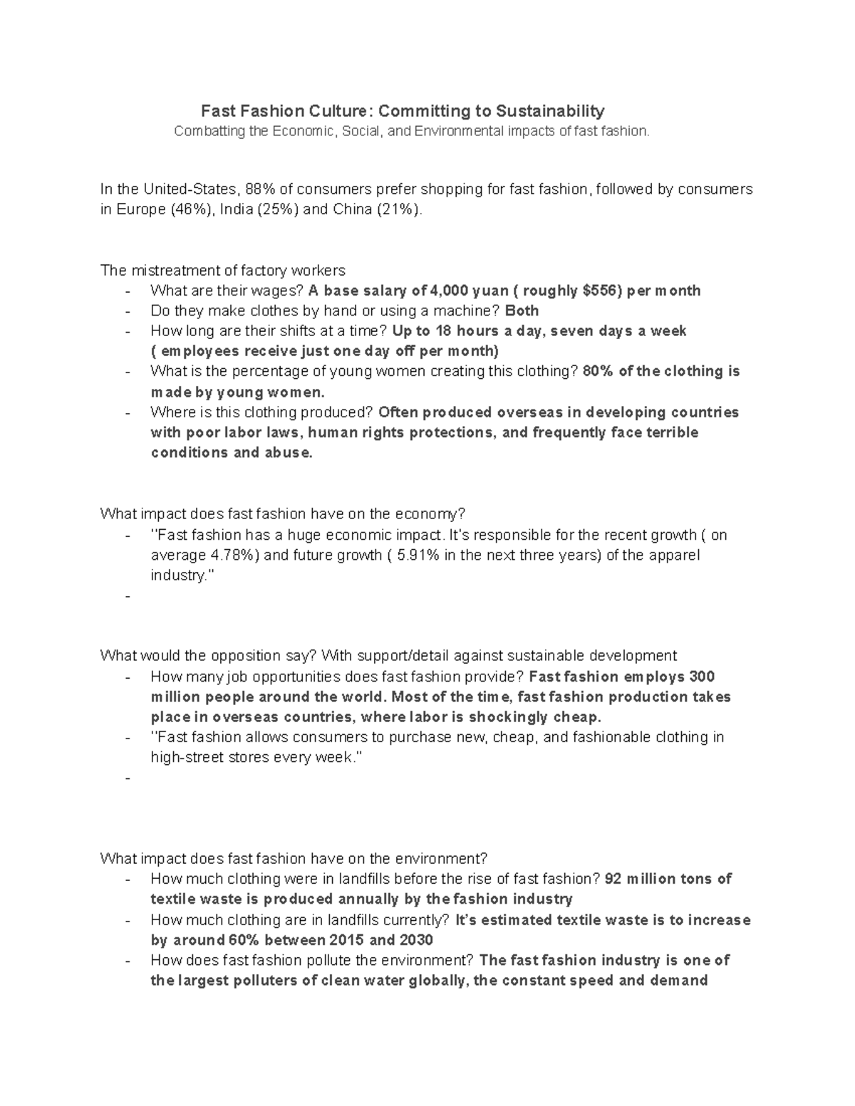 Fast Fashion Culture Committing to Sustainability - Fast Fashion ...