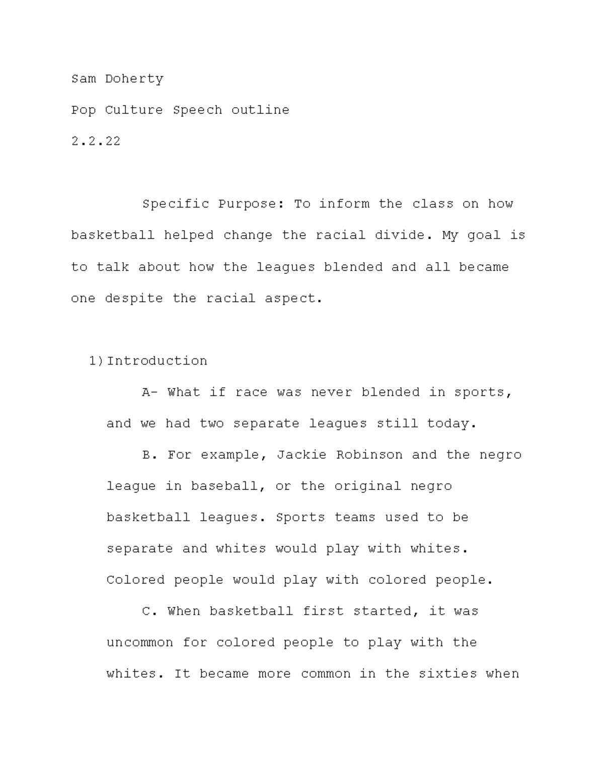 Pop Culture Speech. - Notes - Sam Doherty Pop Culture Speech outline 2 ...