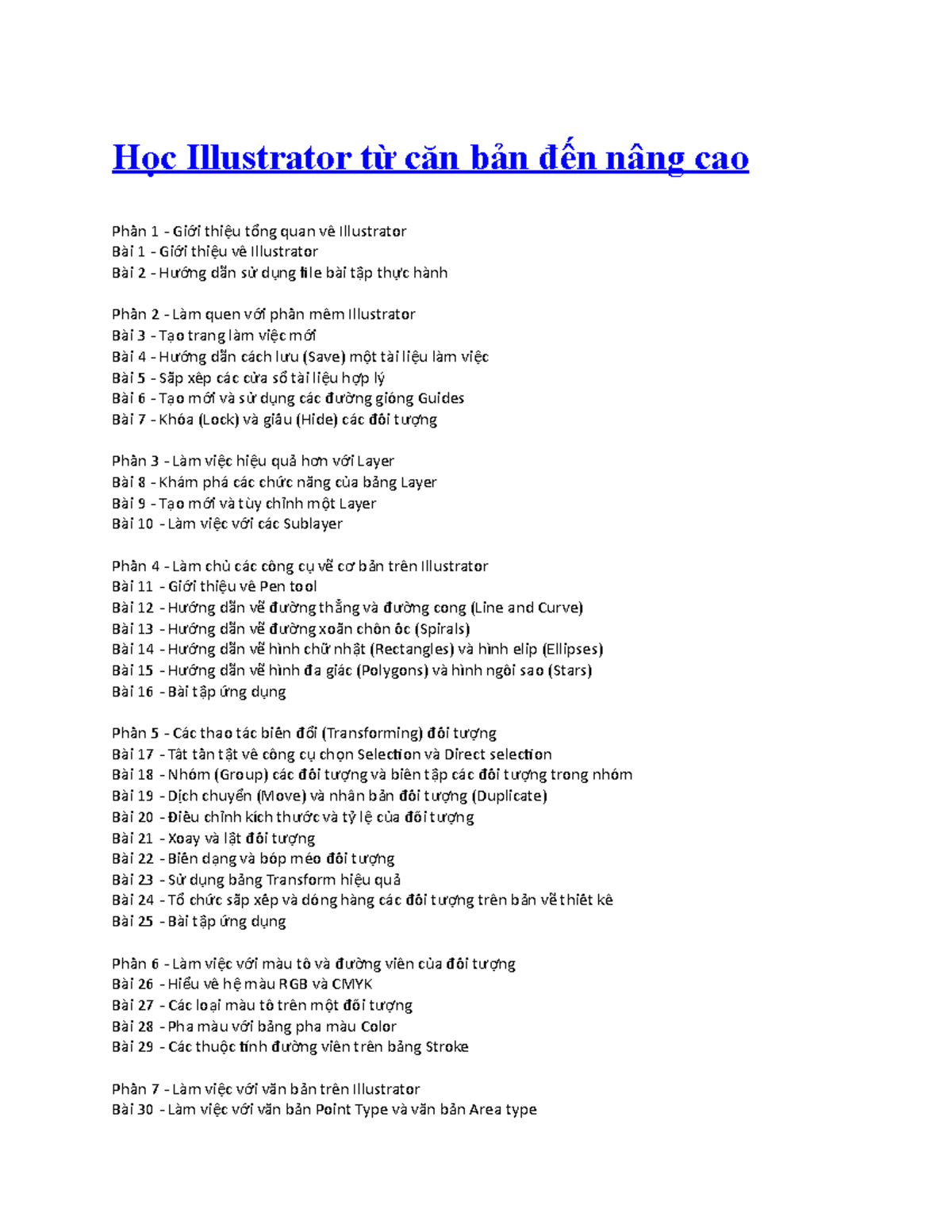 Học Illustrator Từ Căn Bản đến Nâng Cao Học Illustrator Từ Căn Bản đến Nâng Cao Phầần 1 Gi I 