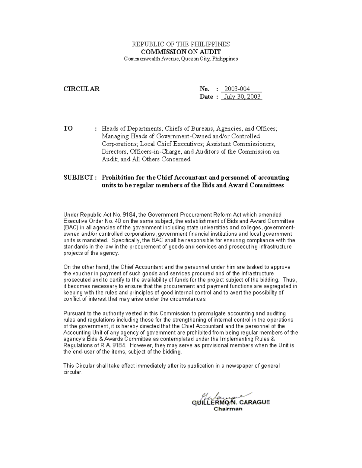 Commission on Audit Circular No - REPUBLIC OF THE PHILIPPINES ...