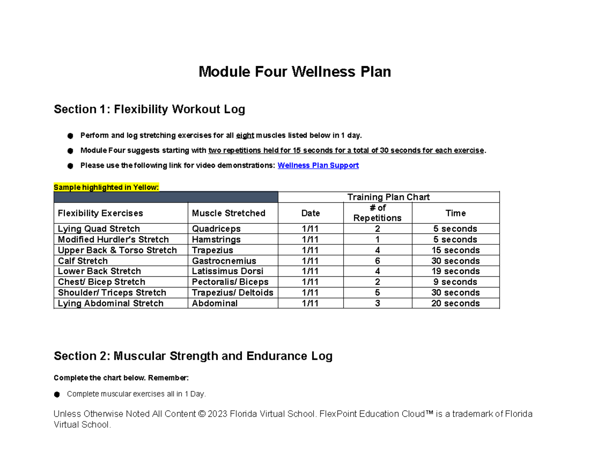 Module Four Wellness Plan - Module Four Wellness Plan Section 1 ...