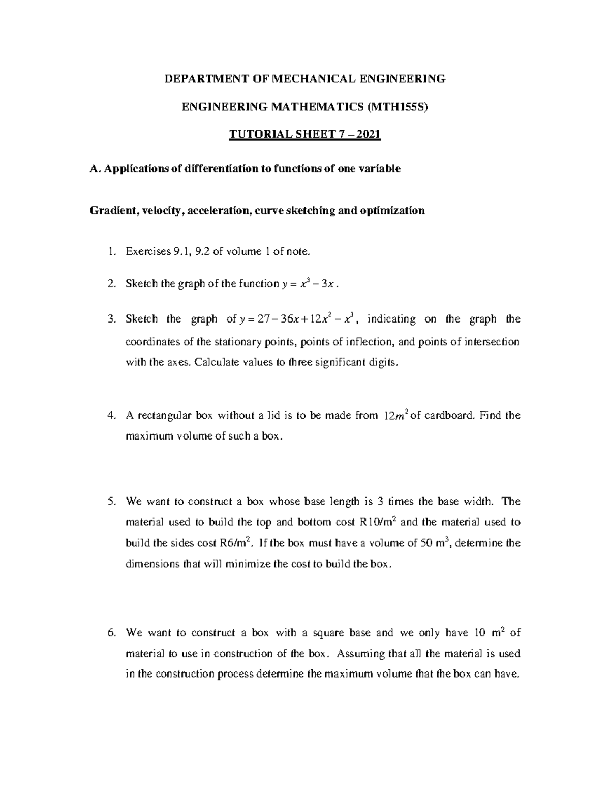 FUNCTIONDS KAYBEE - DEPARTMENT OF MECHANICAL ENGINEERING ENGINEERING ...