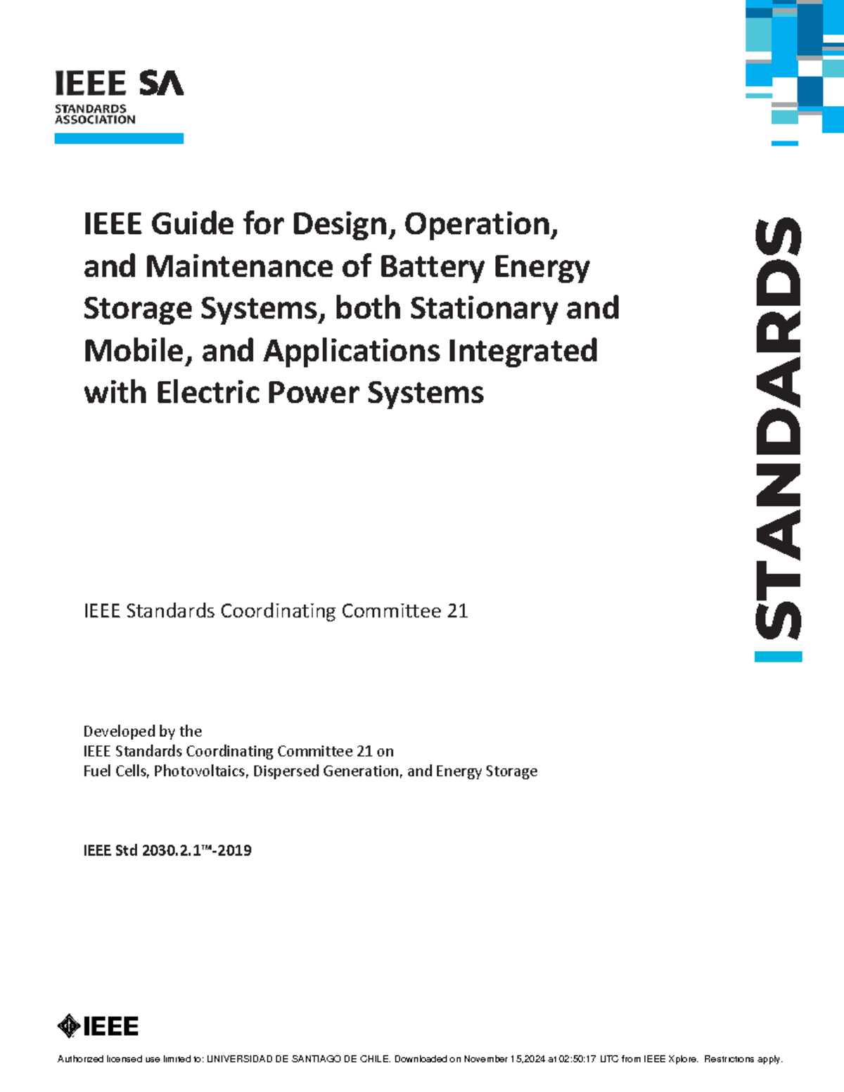 Sistema BESS - STANDARDS IEEE Guide for Design, Operation, and ...
