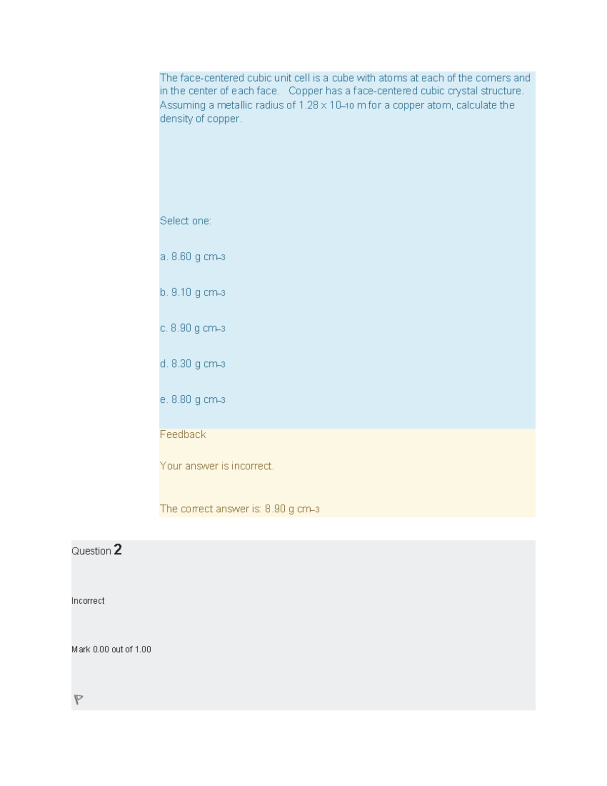 CHEM1310 TEST 1 - Practice Quiz - The face-centered cubic unit cell is ...