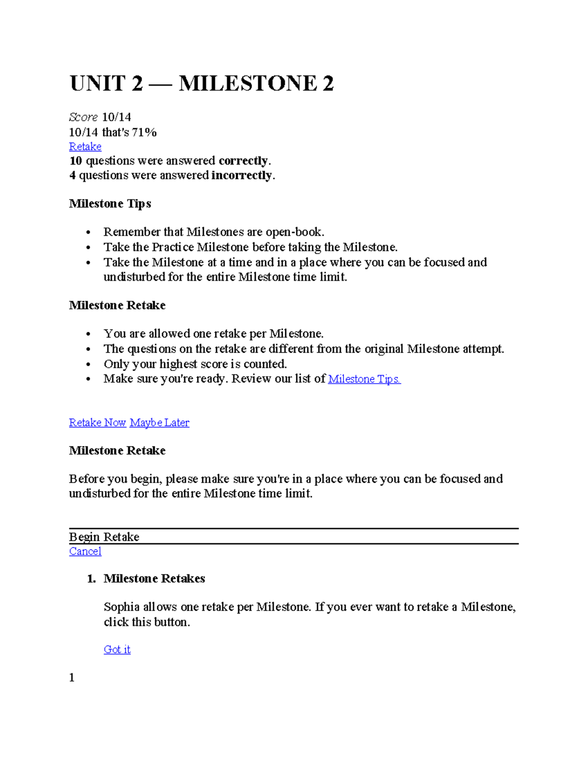 Rational date - testing - UNIT 2 — MILESTONE 2 Score 10/ 10/14 that's ...