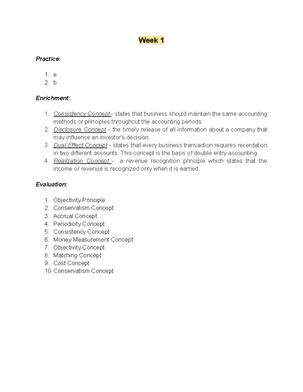 FABM (Week 1 ) - FABM (Week 1 ) - Week 1 Practice: e b Enrichment ...