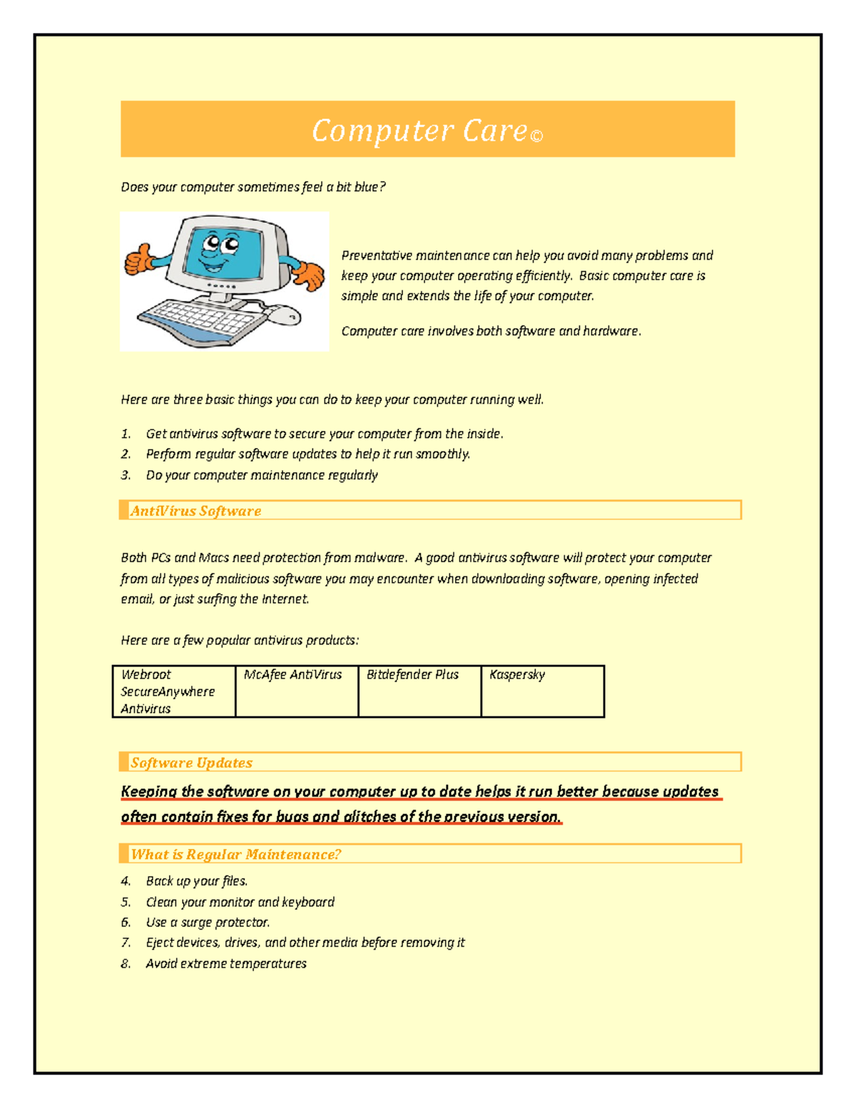 Project 1 tin học đại cương - Computer Care© Does your computer ...