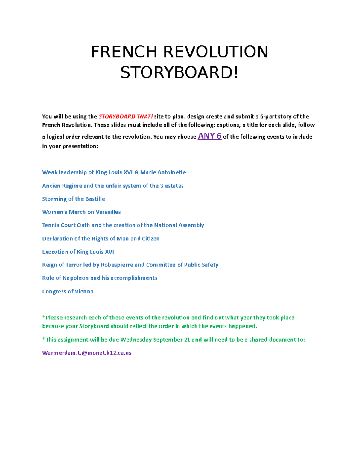 French+ Revolution+ Storyboard - FRENCH REVOLUTION STORYBOARD! You will ...