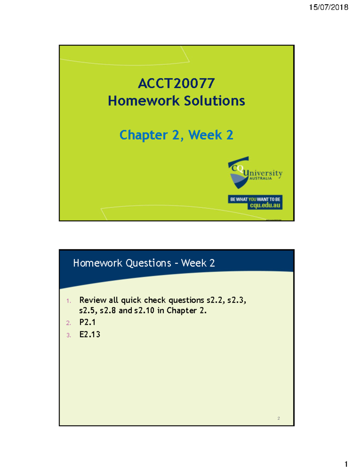 Week 2 Homework Solutions - Chapter 2, Week 2 ACCT Homework Solutions ...