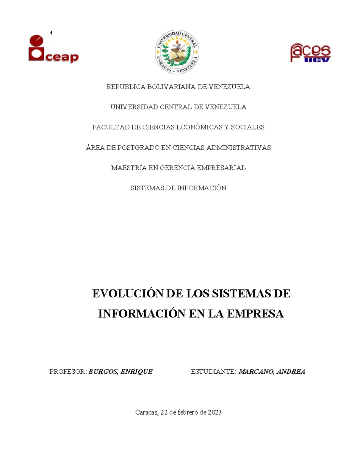 Andrea Marcano. Ensayo Evolución DE LOS SI. Final - REPÚBLICA ...