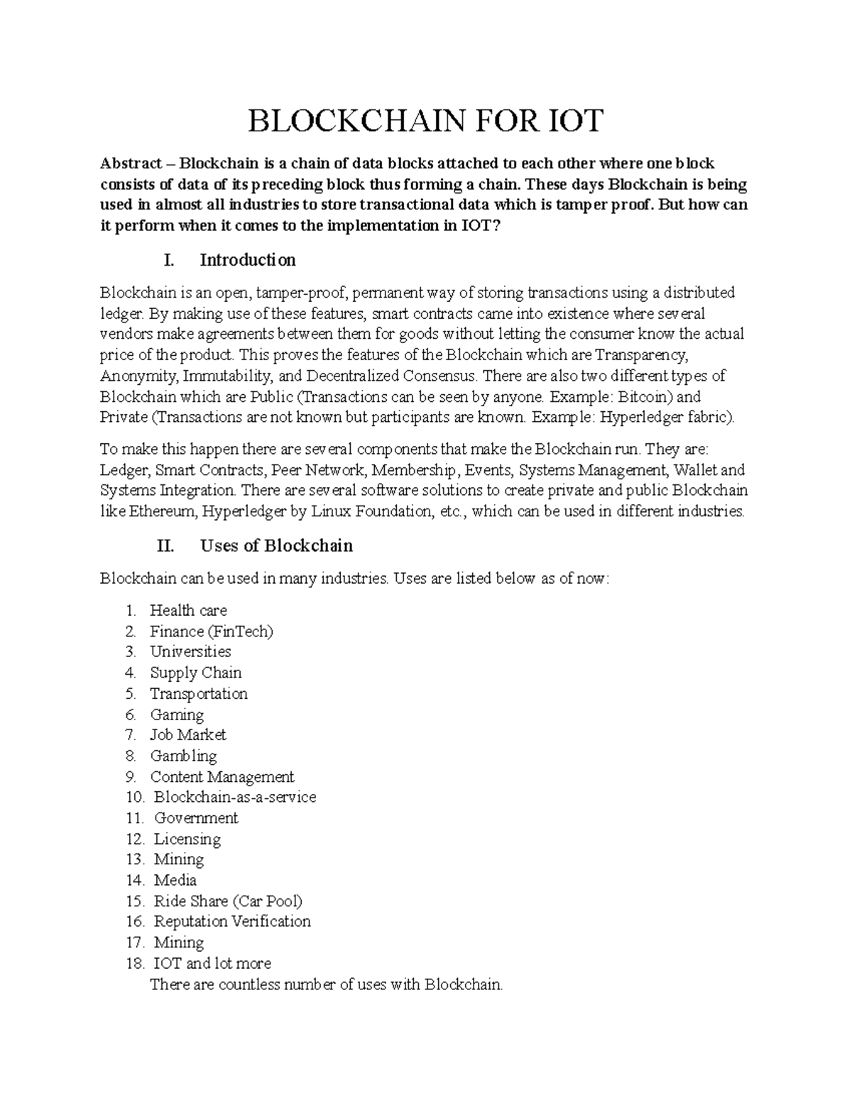 IT6843 Final Project - Lab Assignment - BLOCKCHAIN FOR IOT Abstract ...