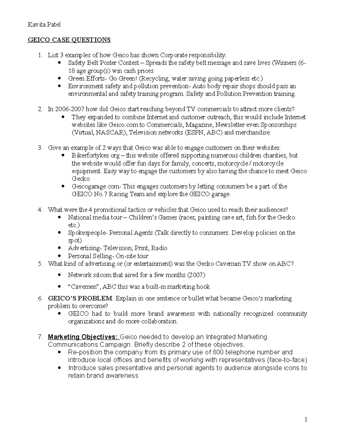 Geico Case Questions - Media planning - Kavita Patel GEICO CASE ...