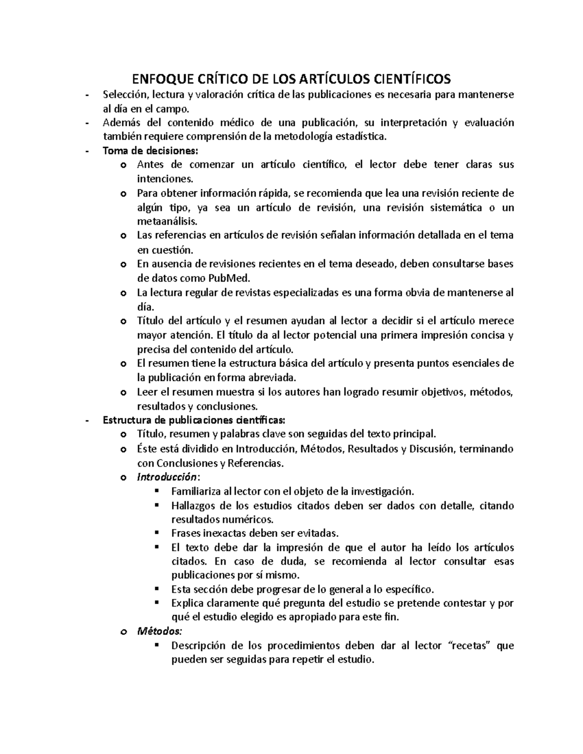 Enfoque crítico de artículos científicos - ENFOQUE CRÍTICO DE LOS ...