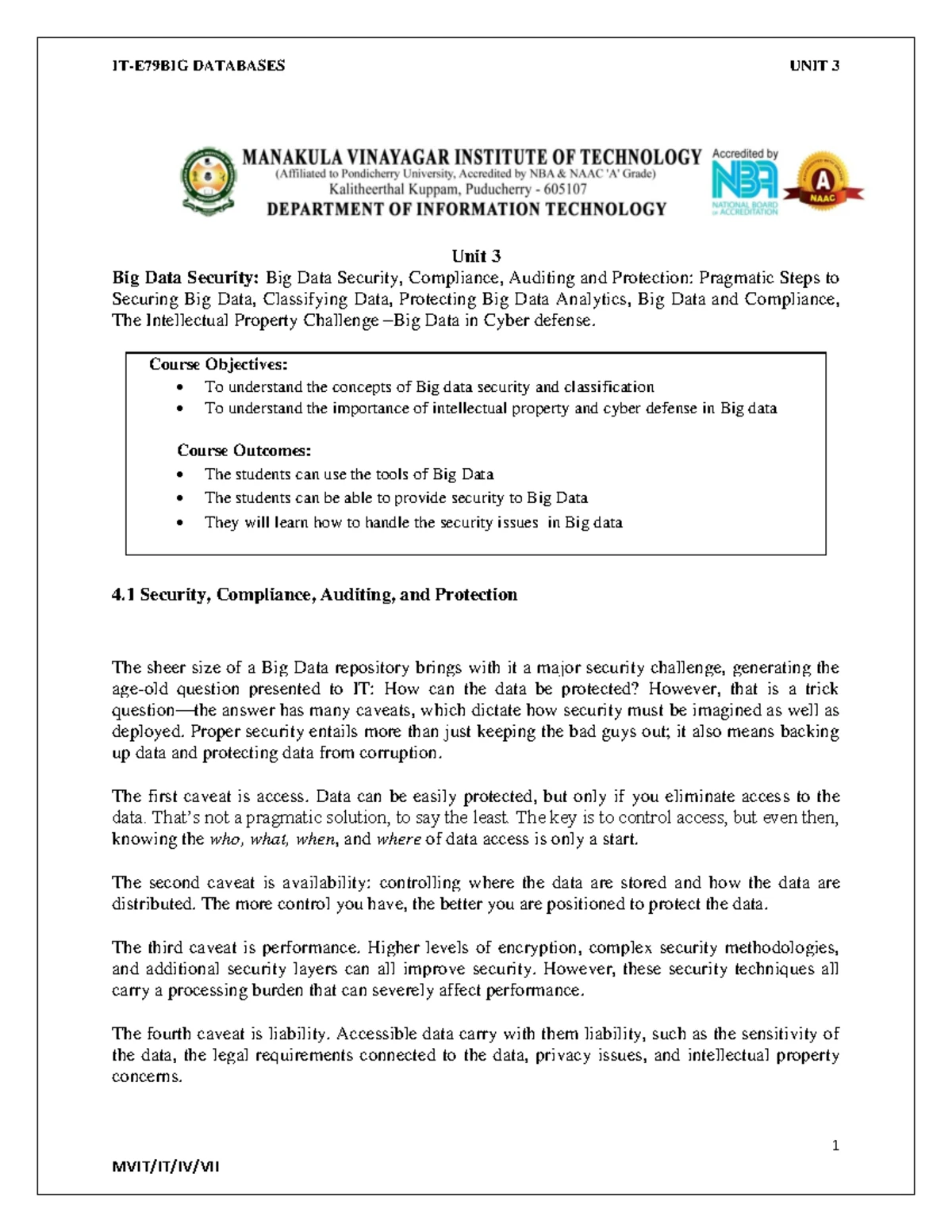 BD UNIT-V - It's the Pondicherry university notes - 1 UNIT 5 Case ...