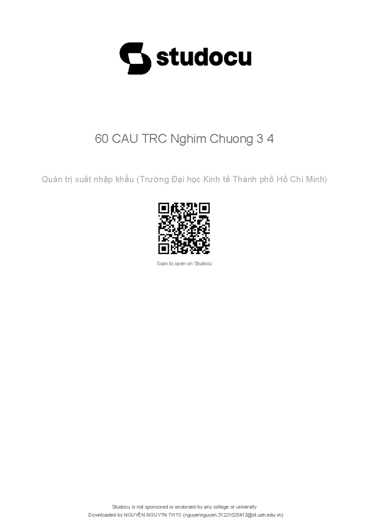 60 cau trc nghim chuong 3 4 - 60 CAU TRC Nghim Chuong 3 4 Quản trị xuất nhập khẩu (Trường Đại ...