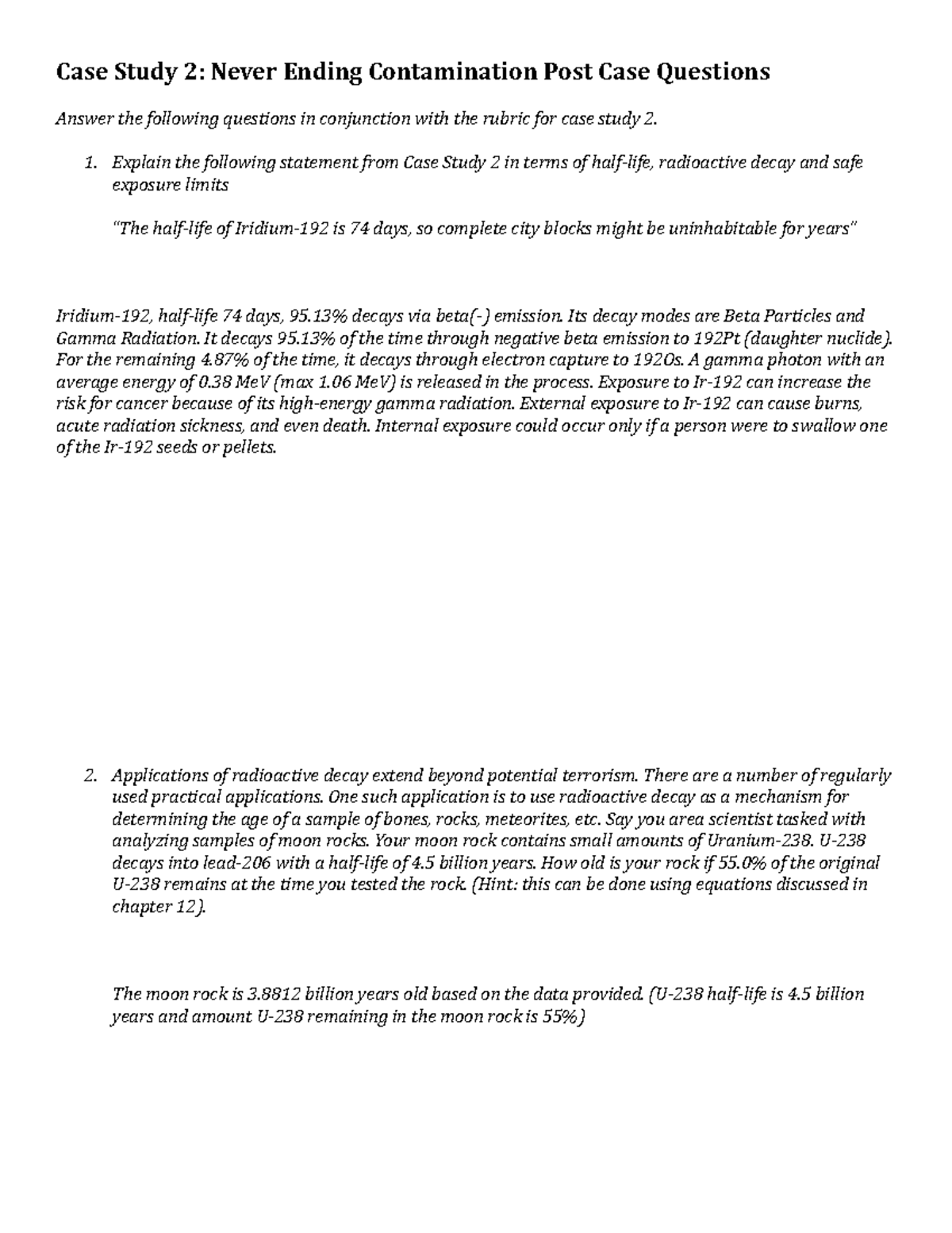 Case Study 2 Post Case Questions - Case Study 2: Never Ending ...