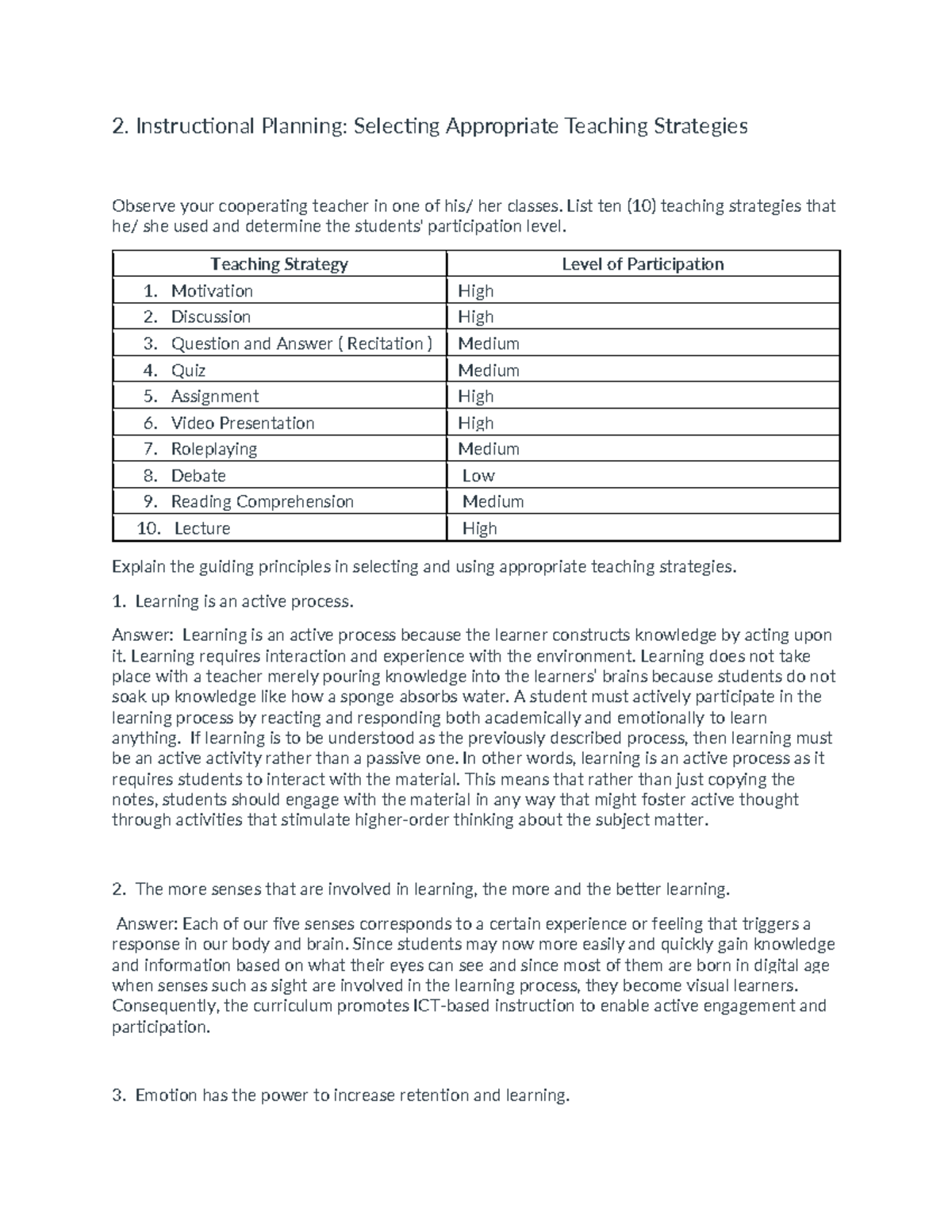2. Instructional Planning - 2. Instructional Planning: Selecting ...