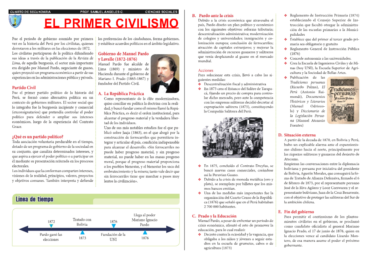 4° CCSS El primer civilismo - Ciencias Sociales - CUARTO DE SECUNDARIA ...