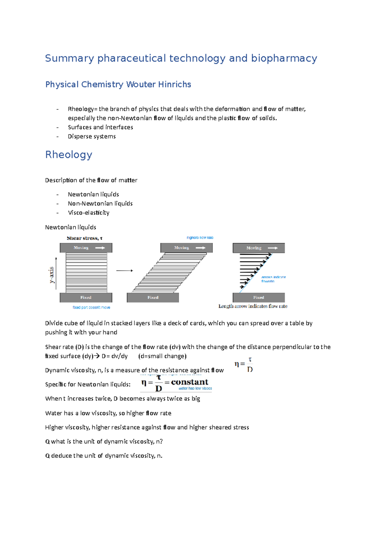 Summary pharaceutical technology and biopharmacy - Surfaces and ...