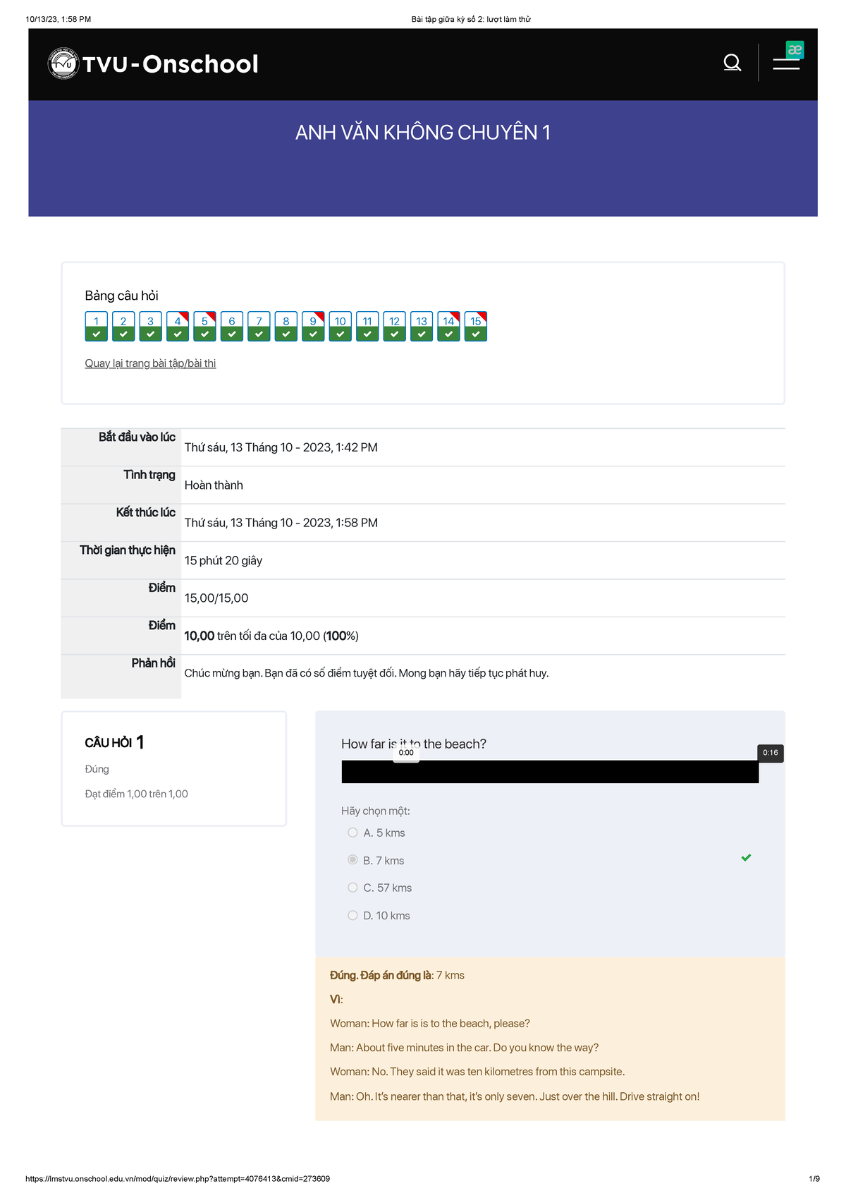 Gk2 avvvv - ANH VĂN KHÔNG CHUYÊN 1 CÂU HỎI Đúng Đạt điểm 1,00 trên 1, Bắt đầu vào lúc Thứ sáu ...