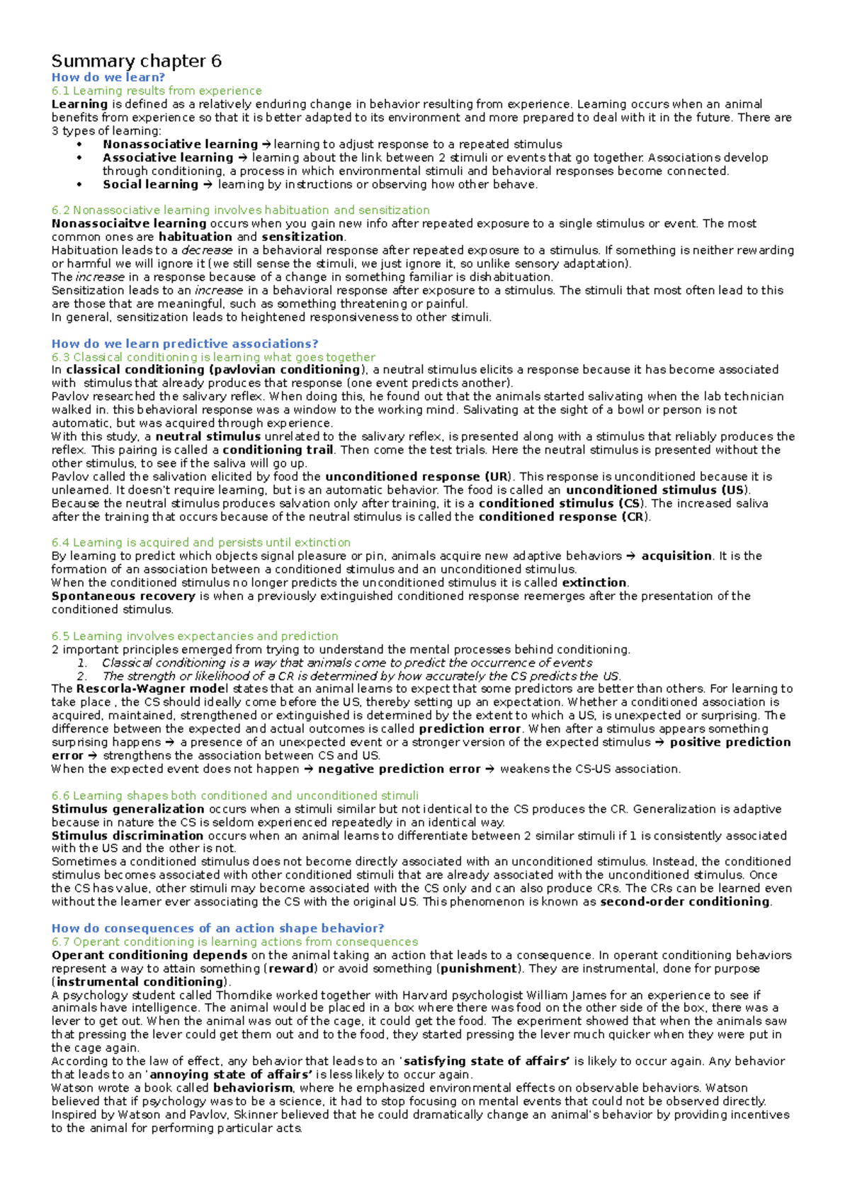 Summary chapter 6 - hoofdstuk 6 - Psychological Science - Summary ...